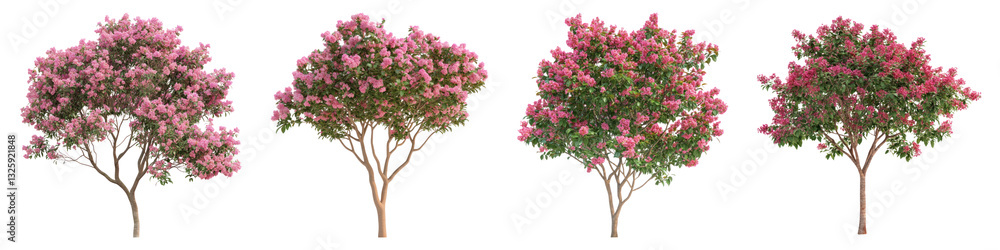Crape myrtle flower isolated on transparent background, PNG, Set of ...