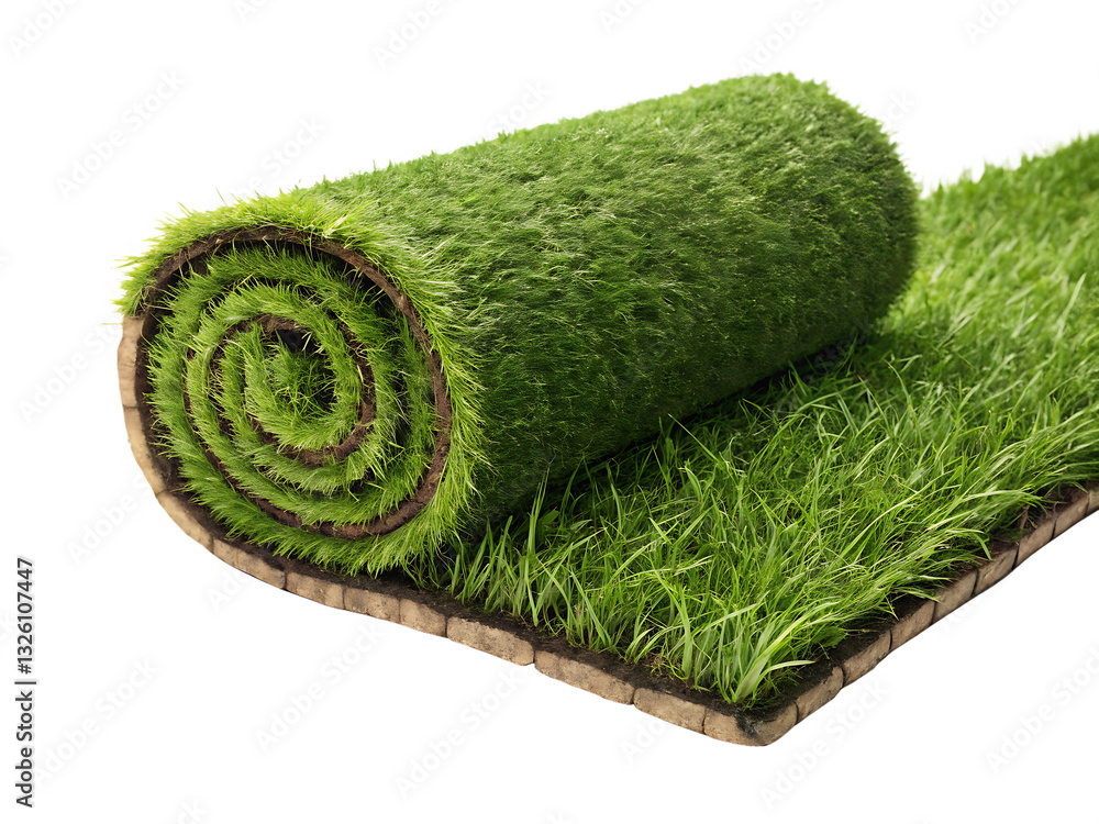 Rolled Artificial Grass Turf – Isolated on White Background as ...