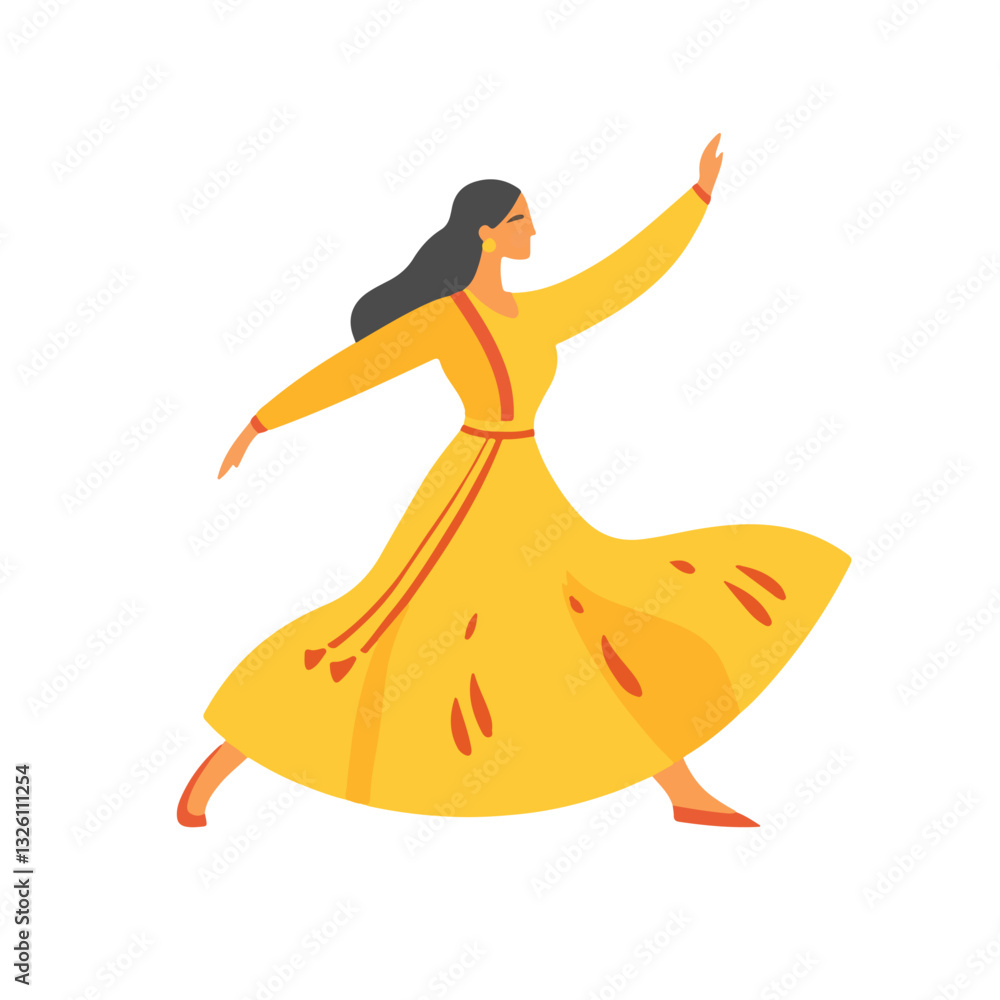 My Simple flat 2D icon kathak dance collection isolated on a white ...