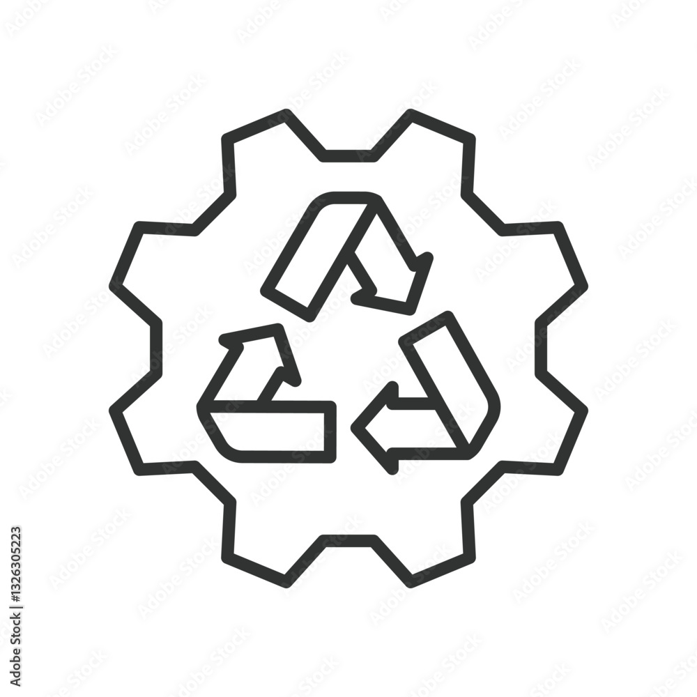 Resource Recovery, icon in line design. Recycling, waste management ...