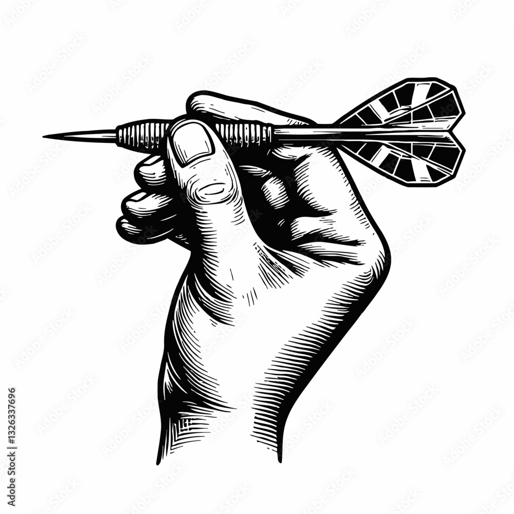 Hand Holding Dart in Ready Position for Throwing Activity Recreation ...