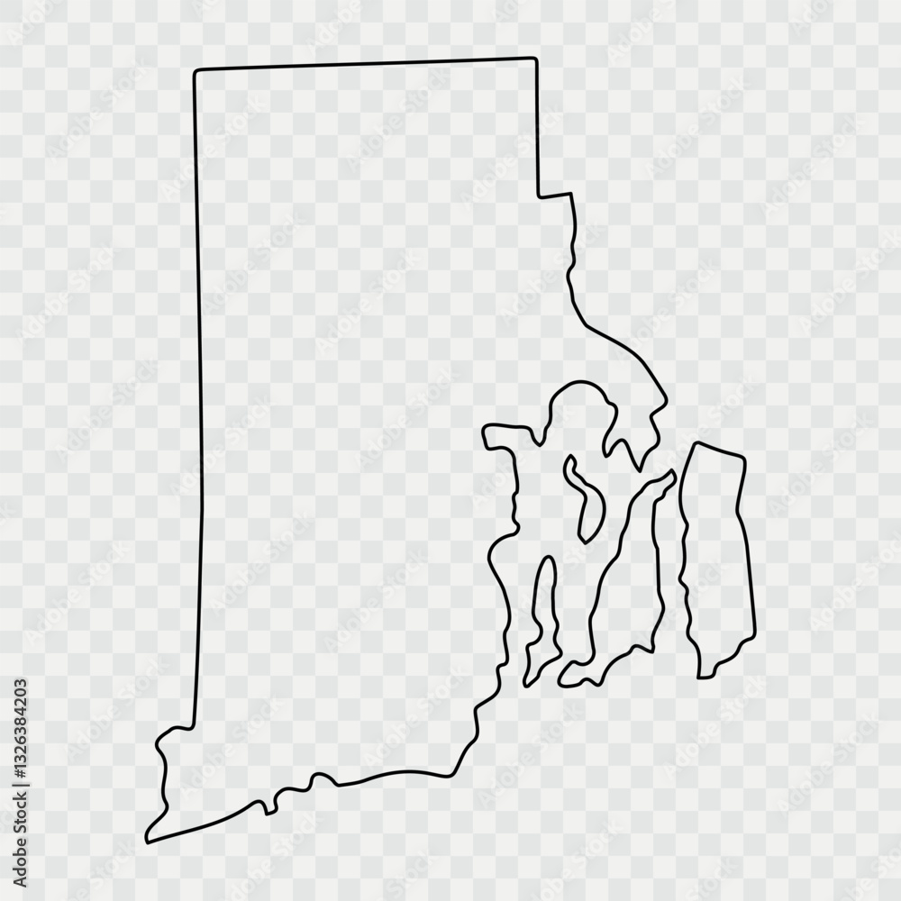 Rhode Island Map Black, State Border, United States, US America ...