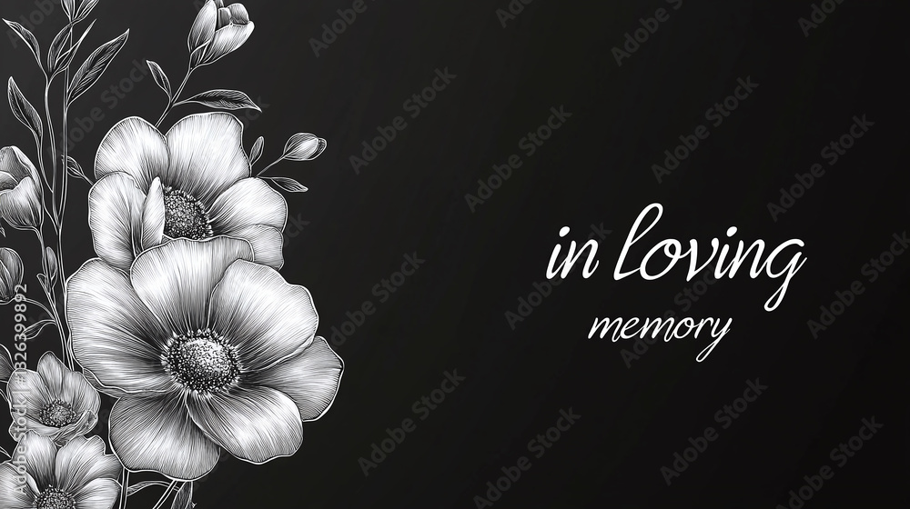 Condolence card design featuring floral elements, text in loving memory ...