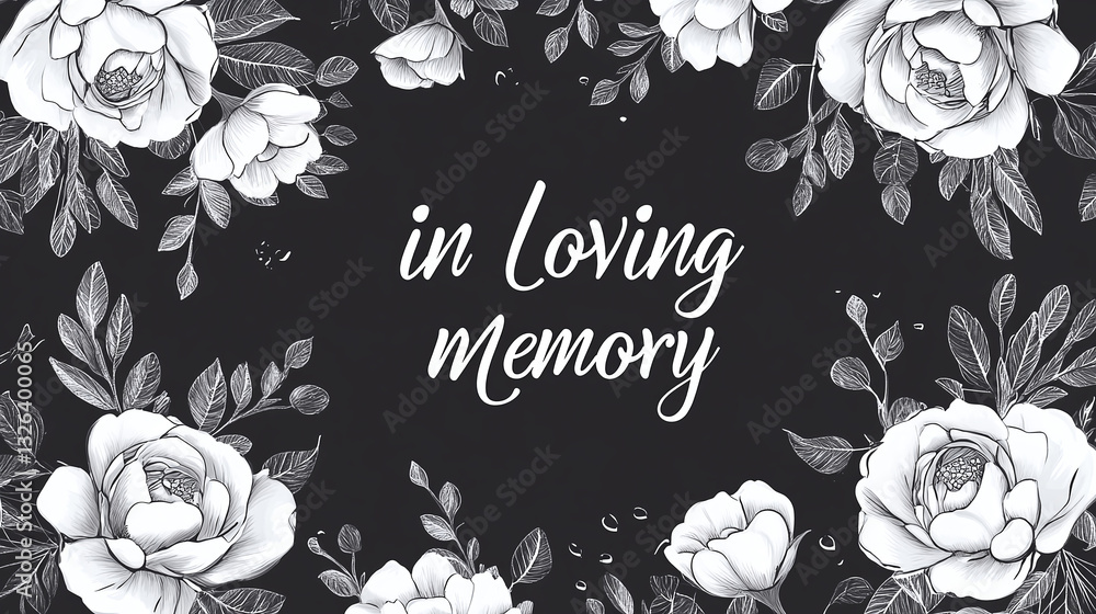 Condolence card design featuring floral elements, text in loving memory ...