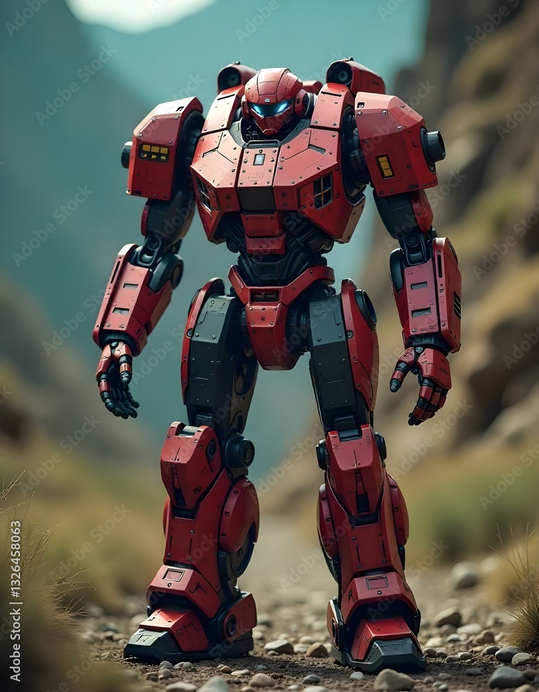 full body mech machine titan mode, with intricate and accentuated ...