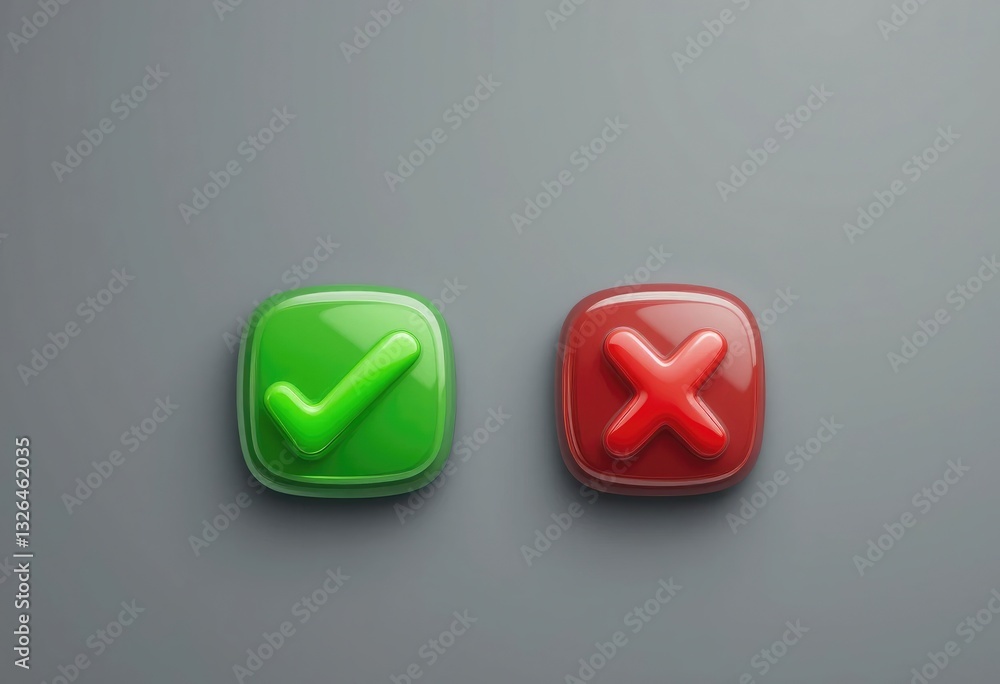 Check Mark and X Symbol Buttons Showing Approval and Rejection Stock ...