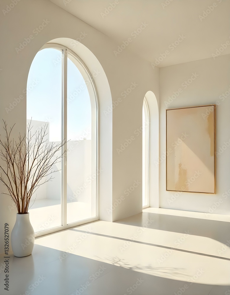 Contemporary architectural design with dynamic curvy windows, wide open ...