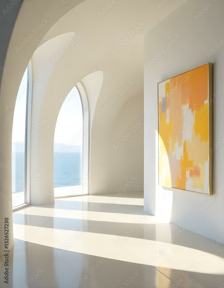 Contemporary architectural design with dynamic curvy windows, wide open ...