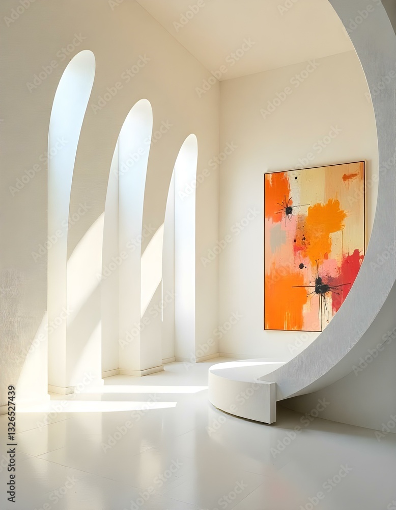 Contemporary architectural design with dynamic curvy windows, wide open ...