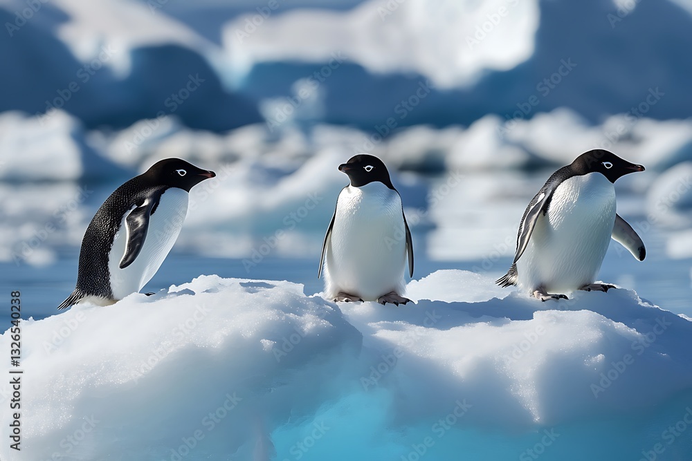 penguins stand on an ice floe, symbolizing scientific inquiry and care ...