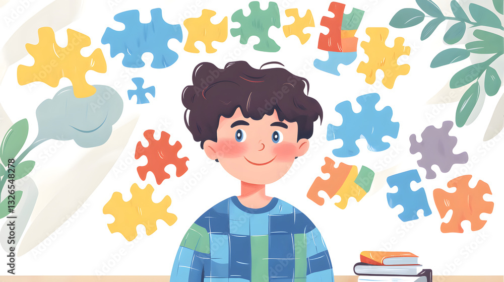 Professional Cartoon Vector Illustration for Training Autistic Children ...