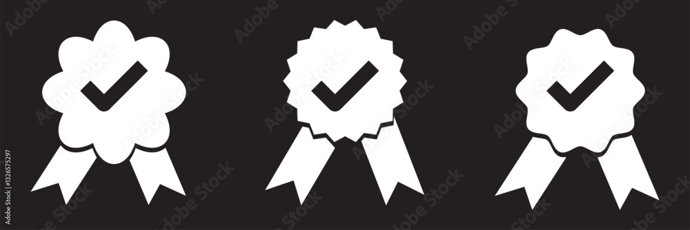 Checkmark sign. Verified badge symbol. Approval done element collection ...