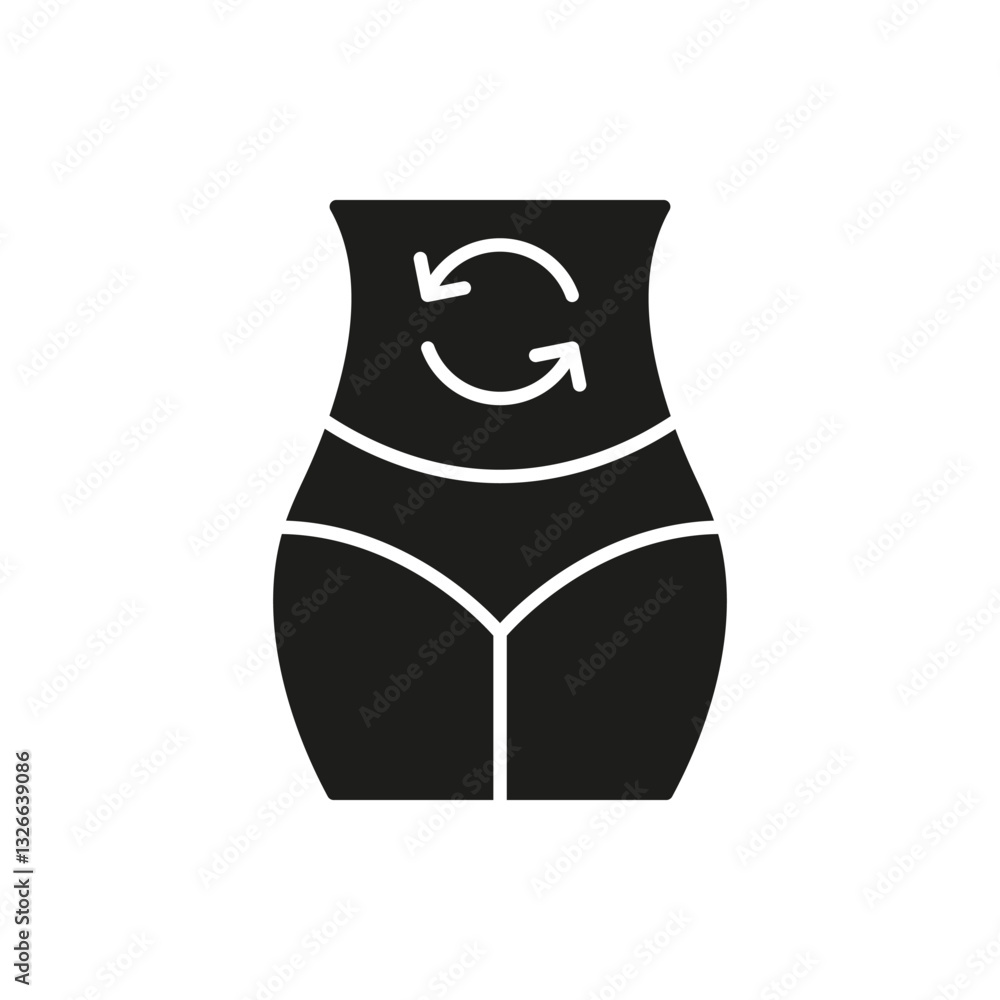 Female Body with Metabolism Arrows Solid Icon. Womans Torso with ...
