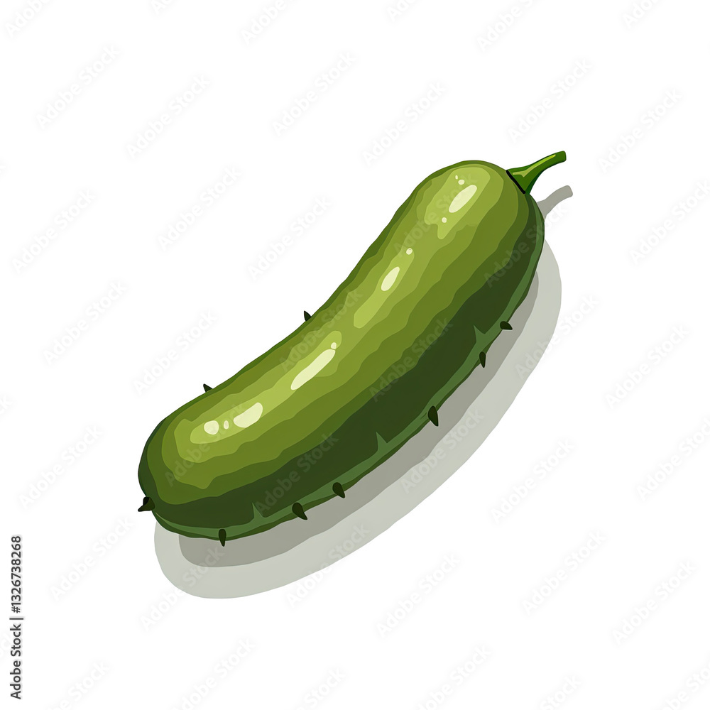 Single pickle lying on a transparent background, casting a subtle ...
