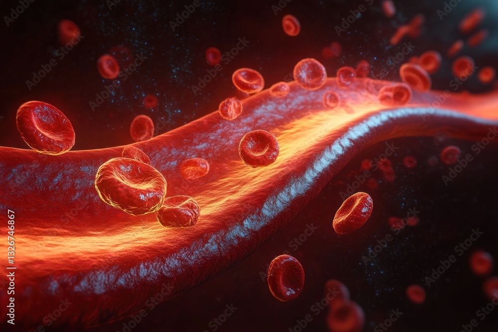 Blood Vessel with Blood Clot and Red Blood Cells Cholesterol Fat ...