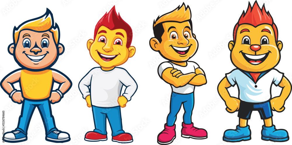 male cartoon character vector mascot illustration white background ...