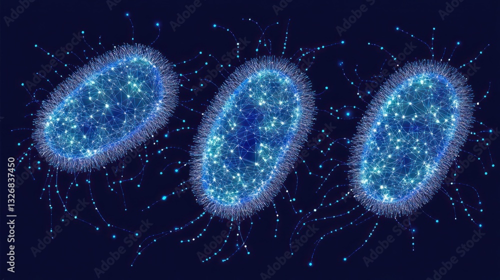 Microbial Structures on Dark Background Stock Illustration | Adobe Stock