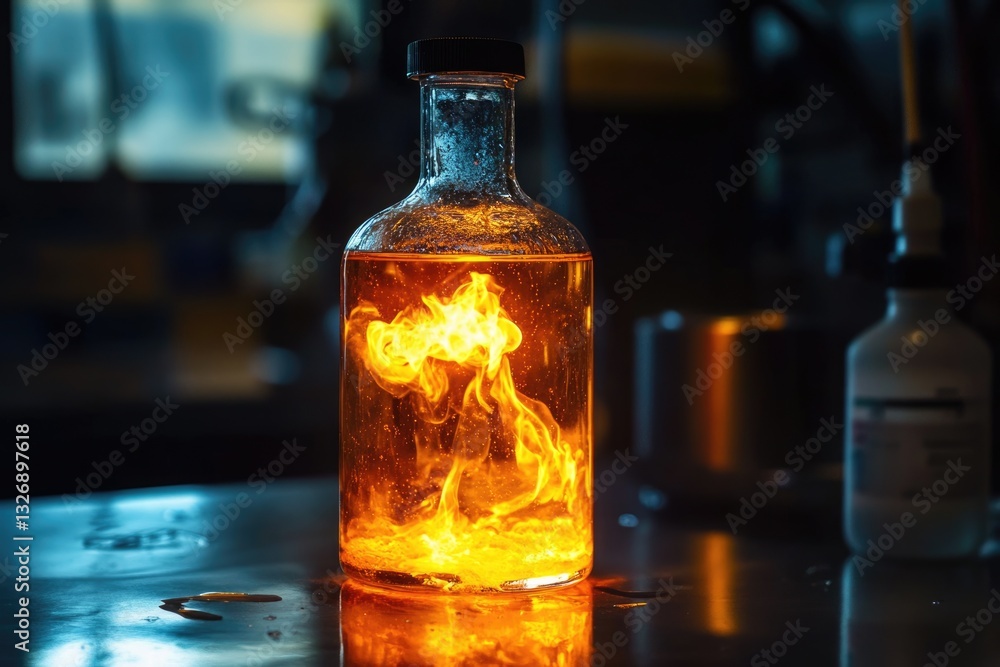 Caustic Soda: Chemical Compound in Laboratory Bottle, Caustic and ...