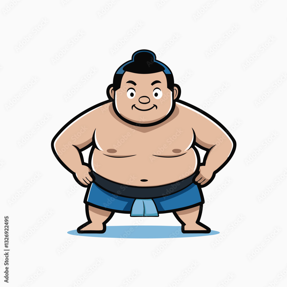 Cute sumo wrestler in a bold graphic style on a red background ...