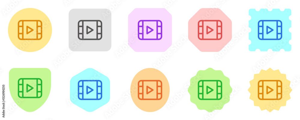 Editable vector video movie clip icon. Black, transparent white ...
