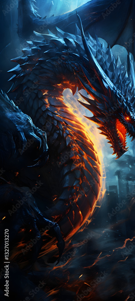 masterpiece,best quality, a flaming wringed dragon, Realistic photo,8K ...
