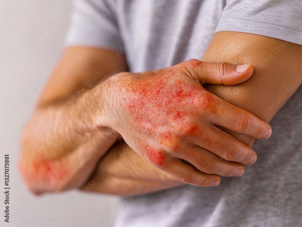 Eczema on arms showing redness and irritation, highlighting skin ...