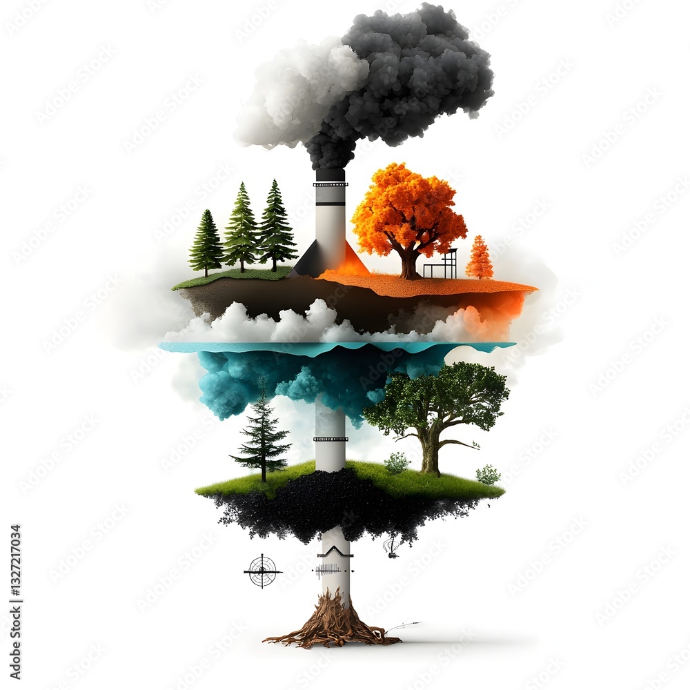 Stock-Illustration „Detailed Carbon Cycle Diagram Visualizing CO2 ...