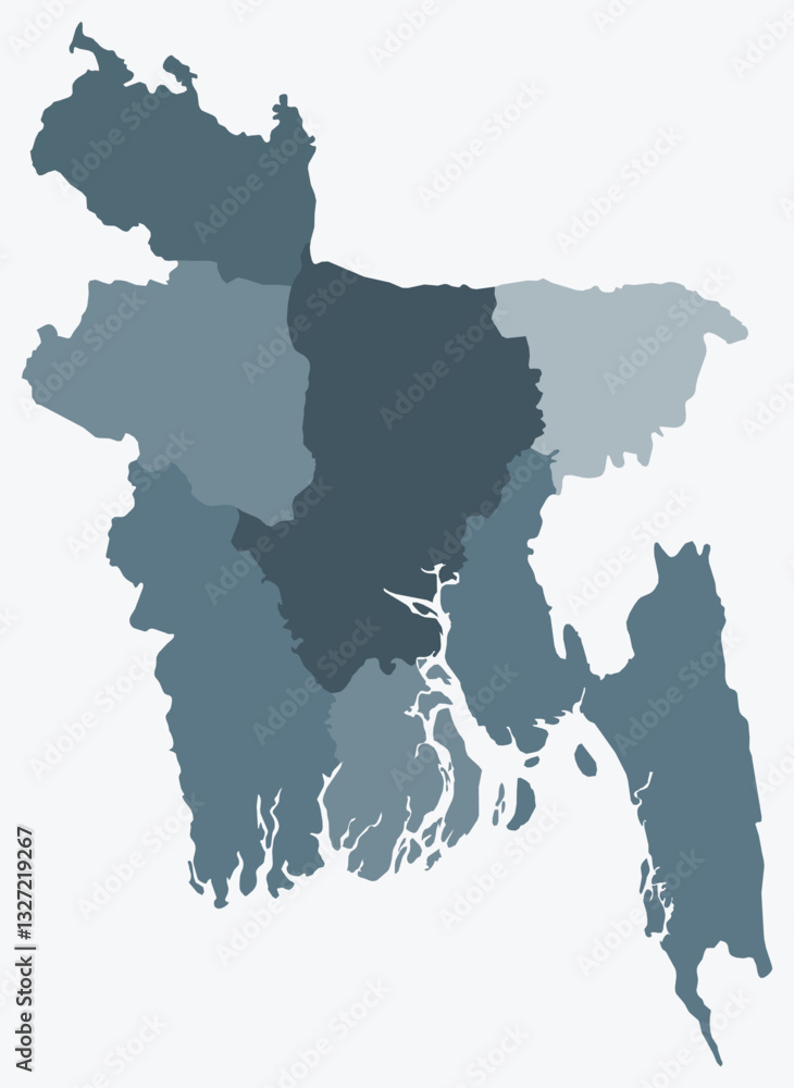 Map of Bangladesh with regions. A simple country border map with region ...