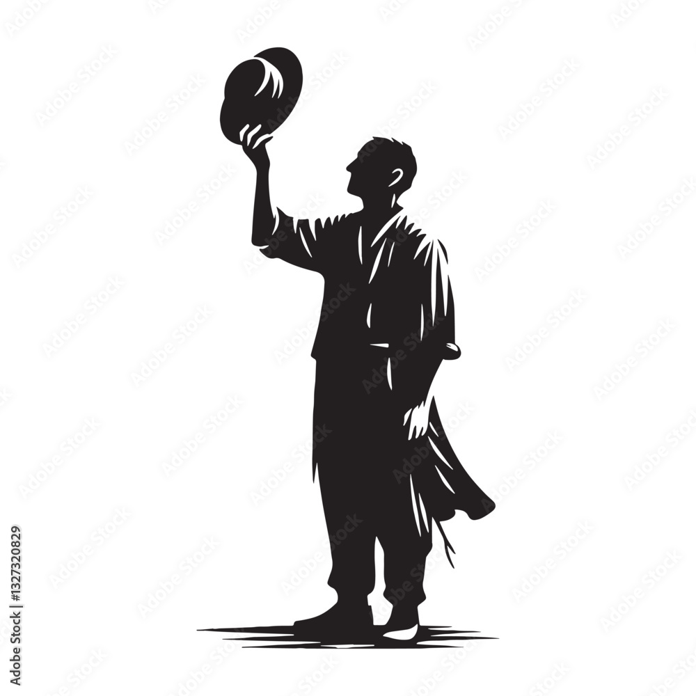 Polite Old Man Taking Off His Hat silhouette, showing timeless ...