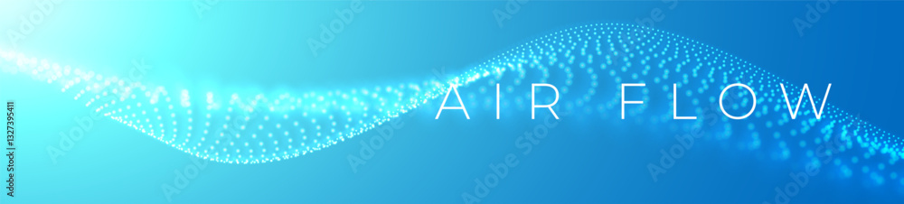 Air waves with depth of field. Particle stream of clean fresh air. Air ...