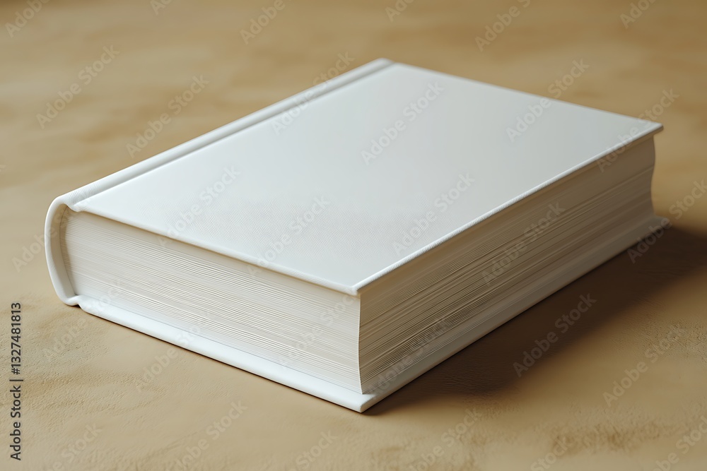 Thick Blank White Book Mockup on Beige Background for Book Cover Design ...