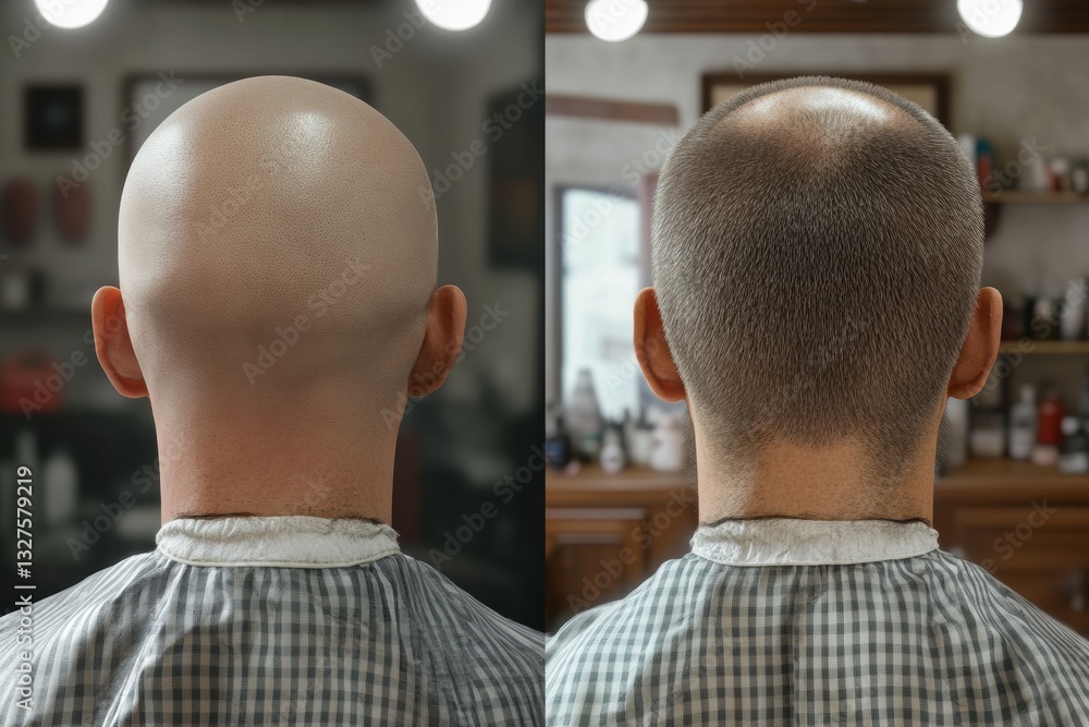 Transformation in a Saint Petersburg barber shop showing a bald head ...
