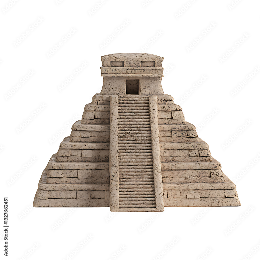 Ancient Mesoamerican Pyramid with central stairway, featuring stone ...