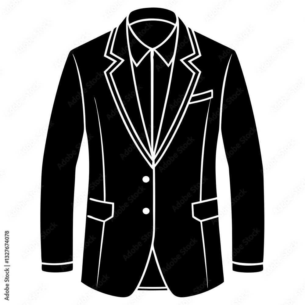 blezer for man black silhouette vector, Simple silhouette Design vector ...