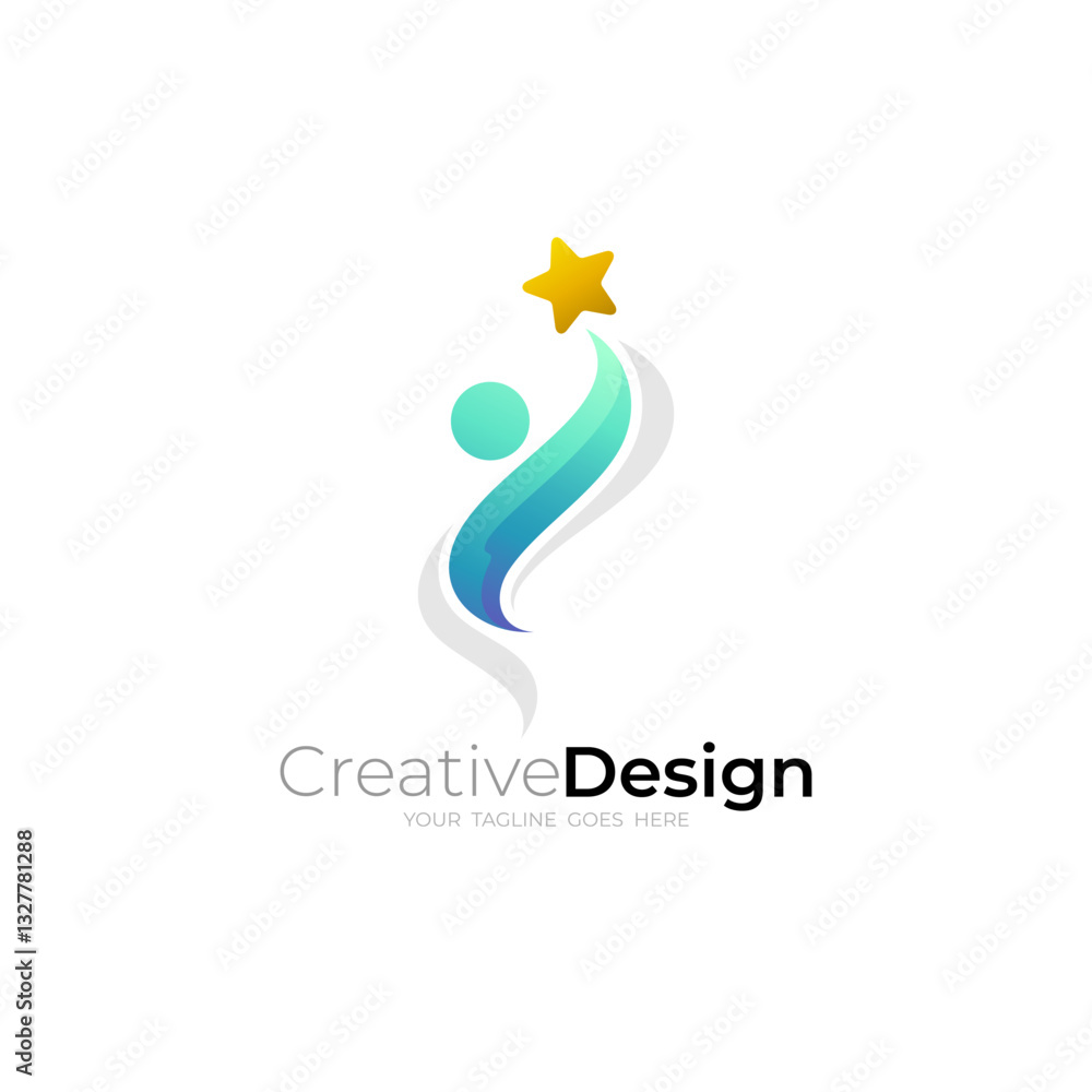 logo of a person reaching for a star, simple people care icons Stock ...