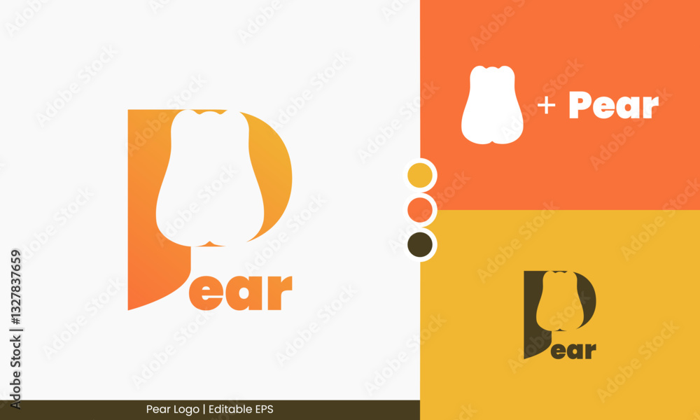Creative Pear Logo with a sleek negative space design in the letter "P ...
