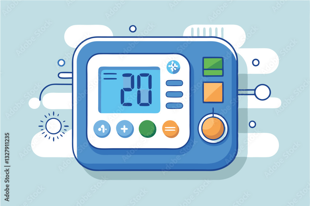 Digital thermostat control panel displaying temperature settings and ...