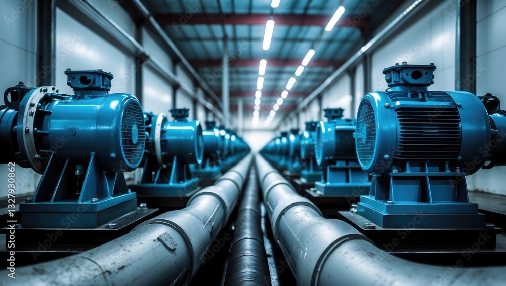 Electric motors powering water pumps. Stock Photo | Adobe Stock