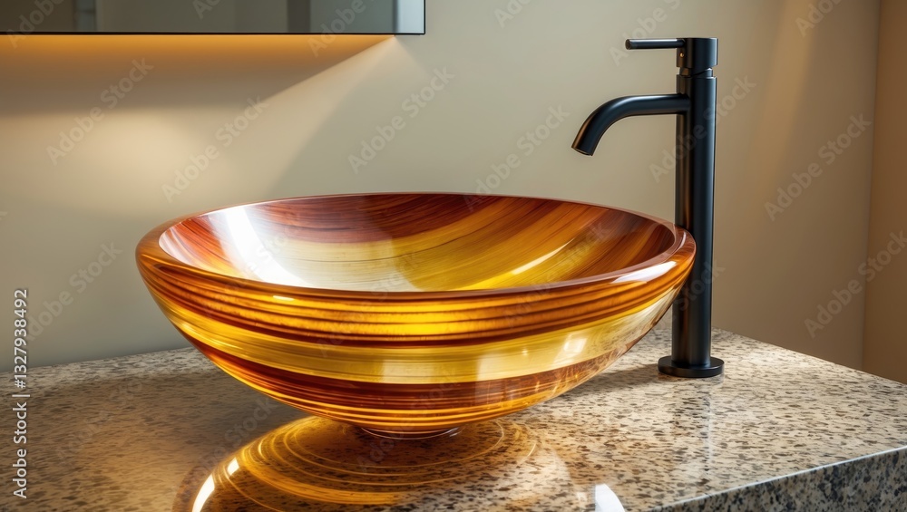 Golden Greek Glass Bowl Vessel Bathroom Sink and Faucet Set in Antique ...