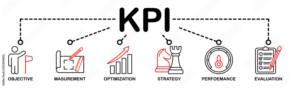 Banner KPI concept with icons. Key Performance Indicator using Business ...