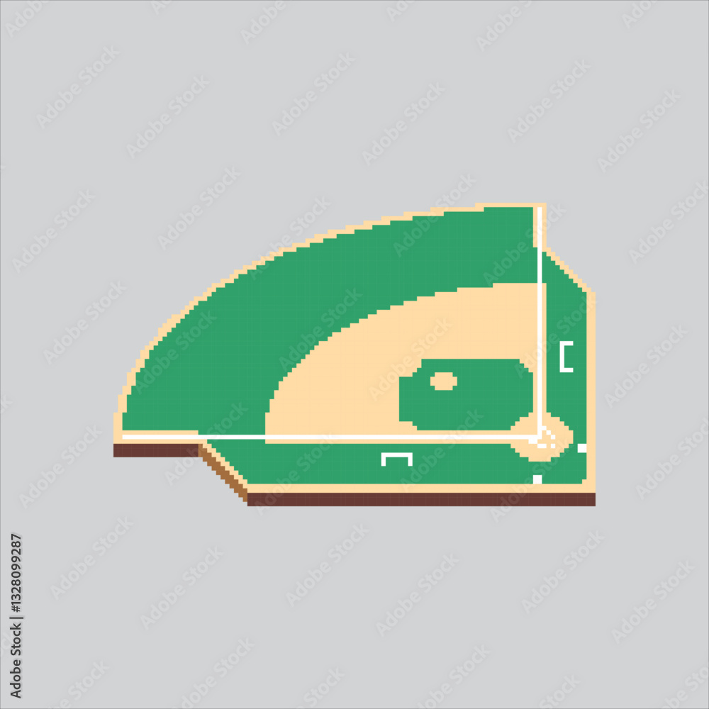 Vector de Stock Pixel art illustration Baseball Field. Pixelated Home ...
