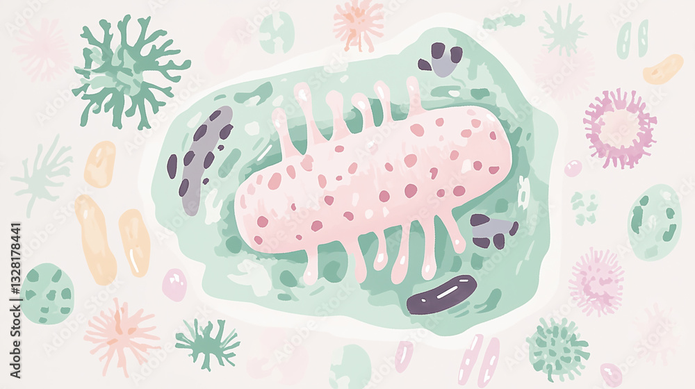 2D illustration of Scientific illustration of bacterial cell structure ...