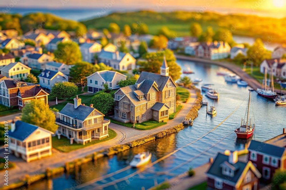 Nantucket Island Map: Charming Tilt-Shift Miniature New England Coastal ...