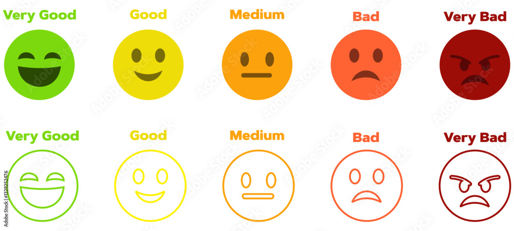 feedback emoji. emoticons set , rating scale of customer satisfaction ...