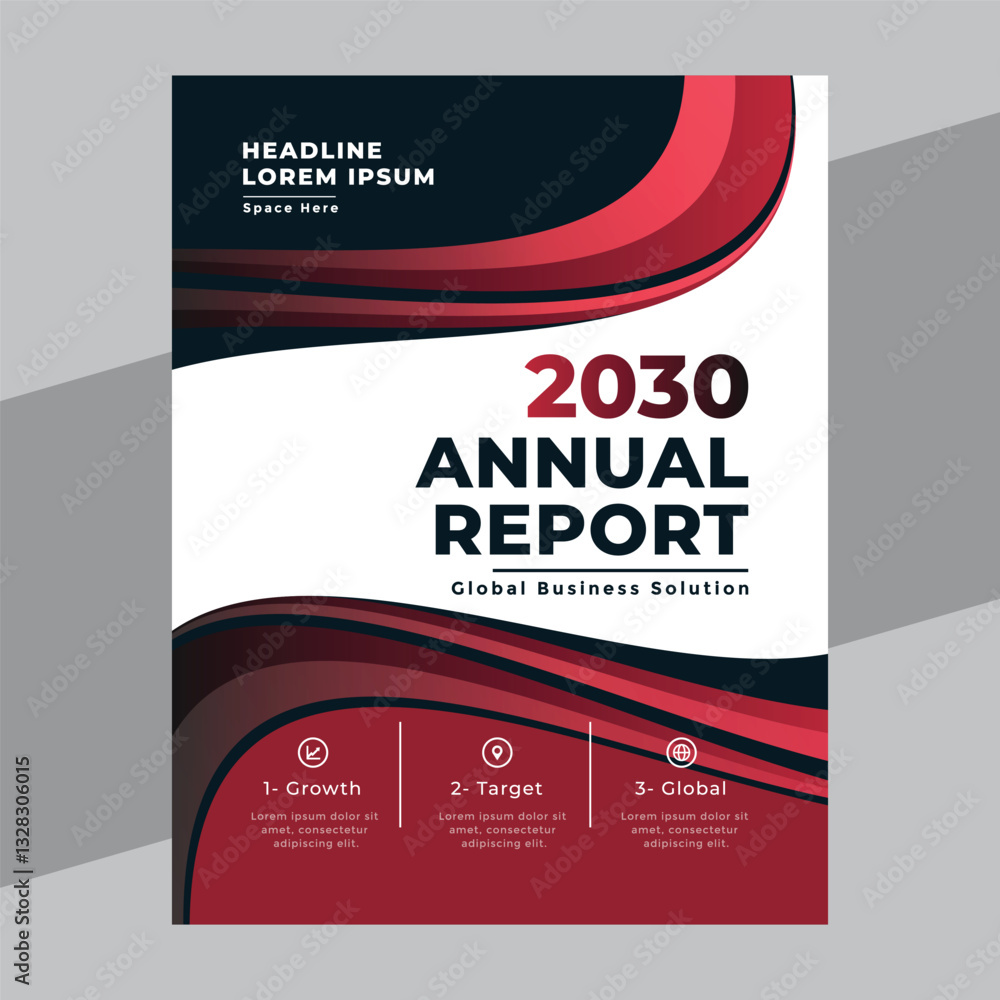 Abstract Black and red background A4 size book cover template for ...