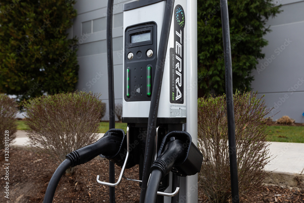 Beaverton, OR, USA - March 9, 2025 - High-Resolution Editorial Photo of an Empty EV Charging ...