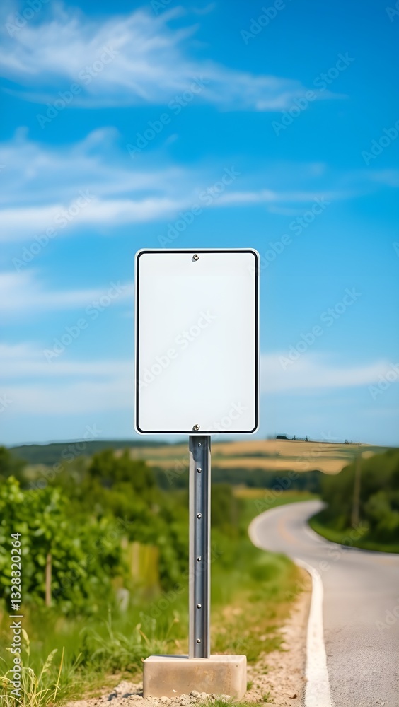 Blank empty road sign post on roadside Guidepost Direction Sign ...