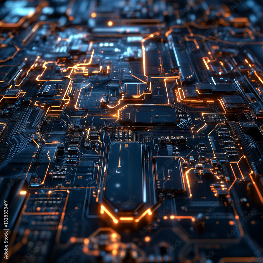 Highly detailed technology texture, AI supercomputer Chrome, insane ...