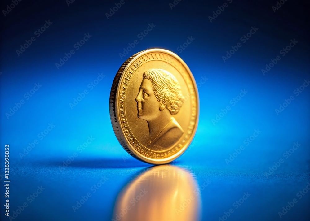 Spinning Gold Coin on Blue Screen: Macro Loop with Alpha Channel ...