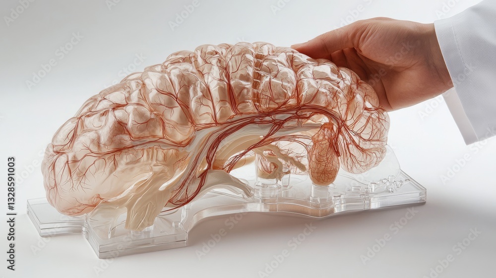 professional medical hand wearing white coat sleeve gesturing toward ...